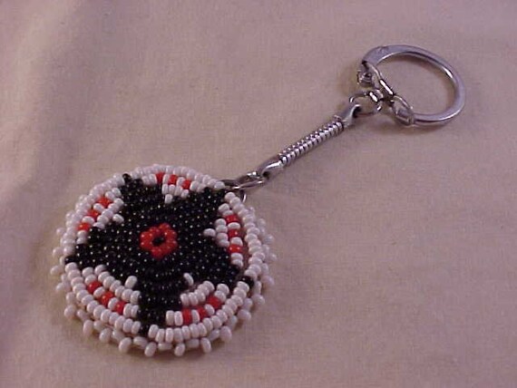 Native American Made Souvenir Beaded Key Chain - Gem