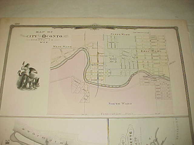 1878 Wisconsin Hand Colored Plat Map Oconto County northern | Etsy