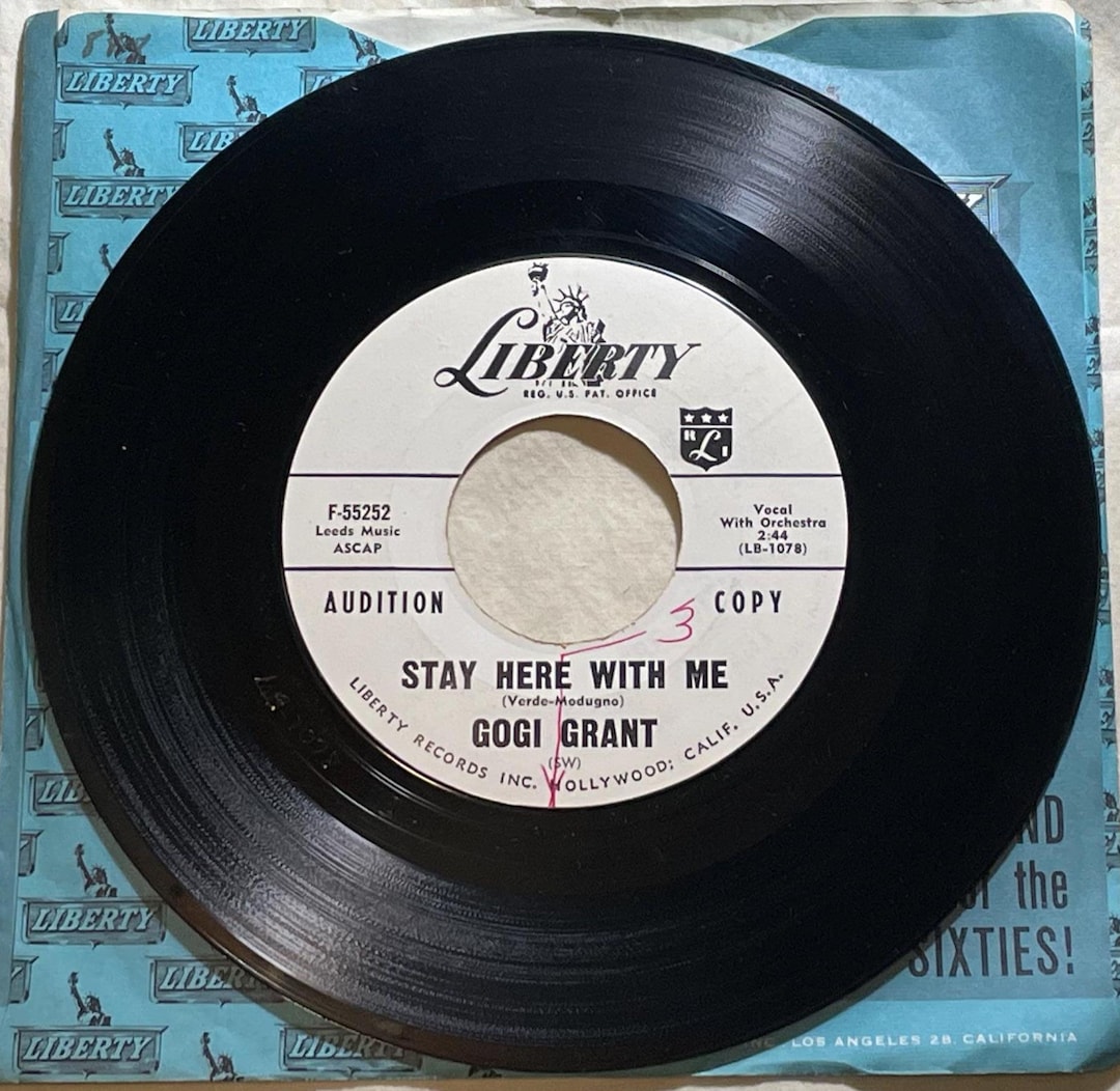 Gogi Grant - Stay Here With Me Vinyl 45 Record - 1960 Liberty Records ...