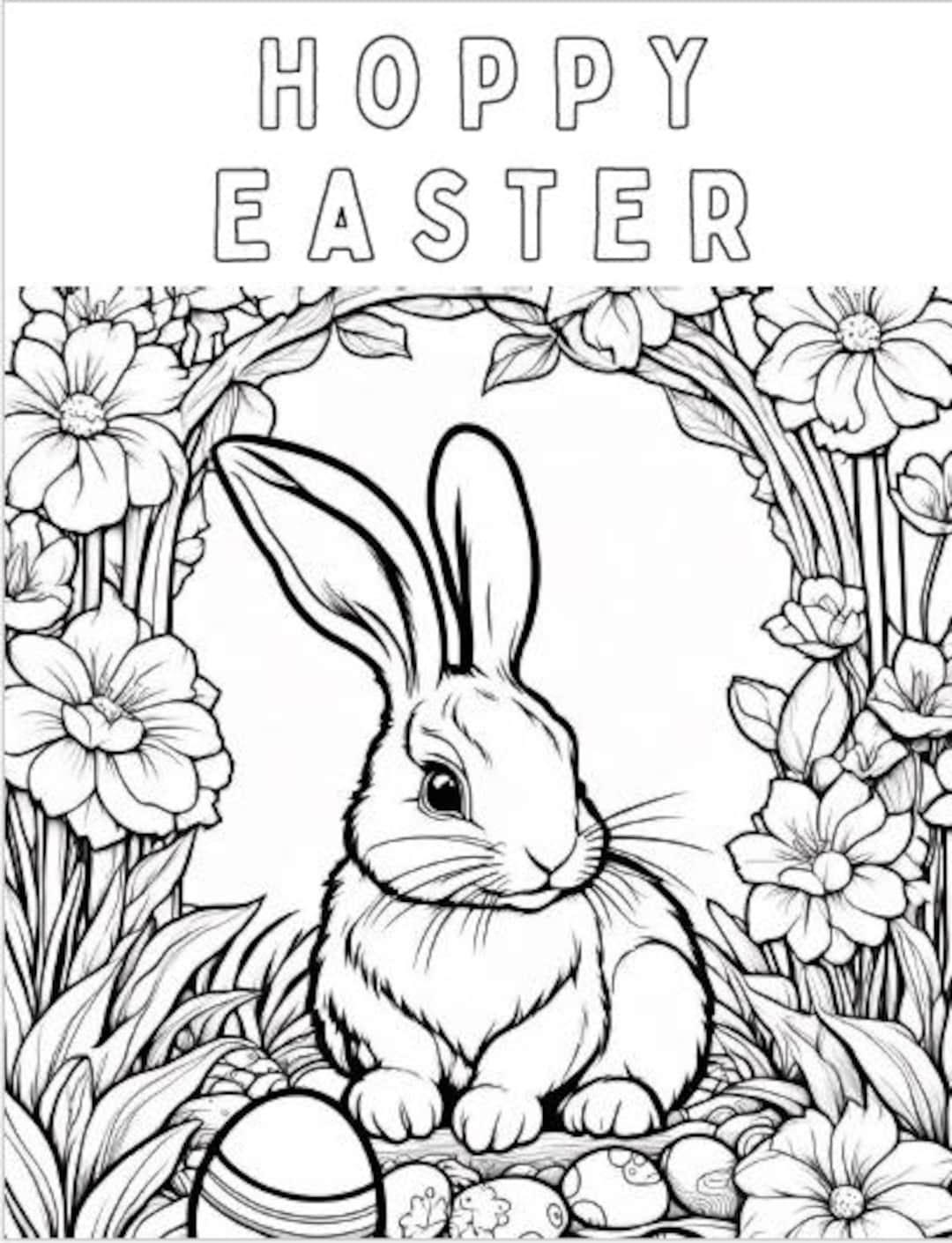 Happy Easter! A "hoppy Easter" Coloring Book Page for the Kids - Etsy