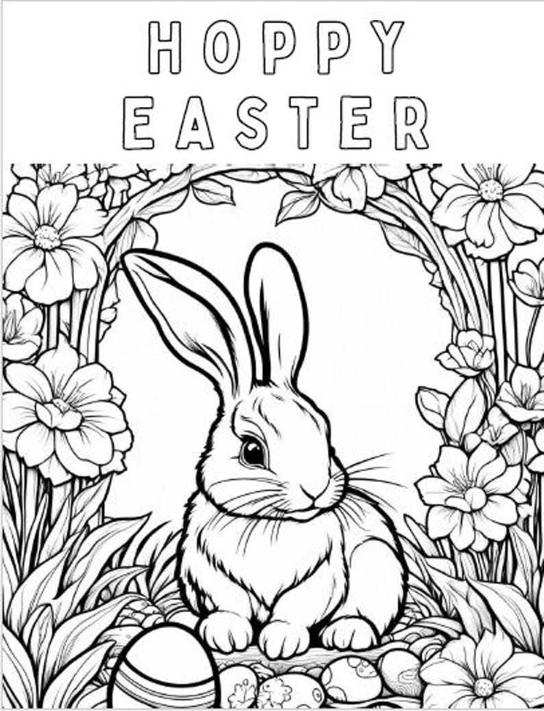 Happy Easter! A "hoppy Easter" Coloring Book Page for the Kids - Etsy