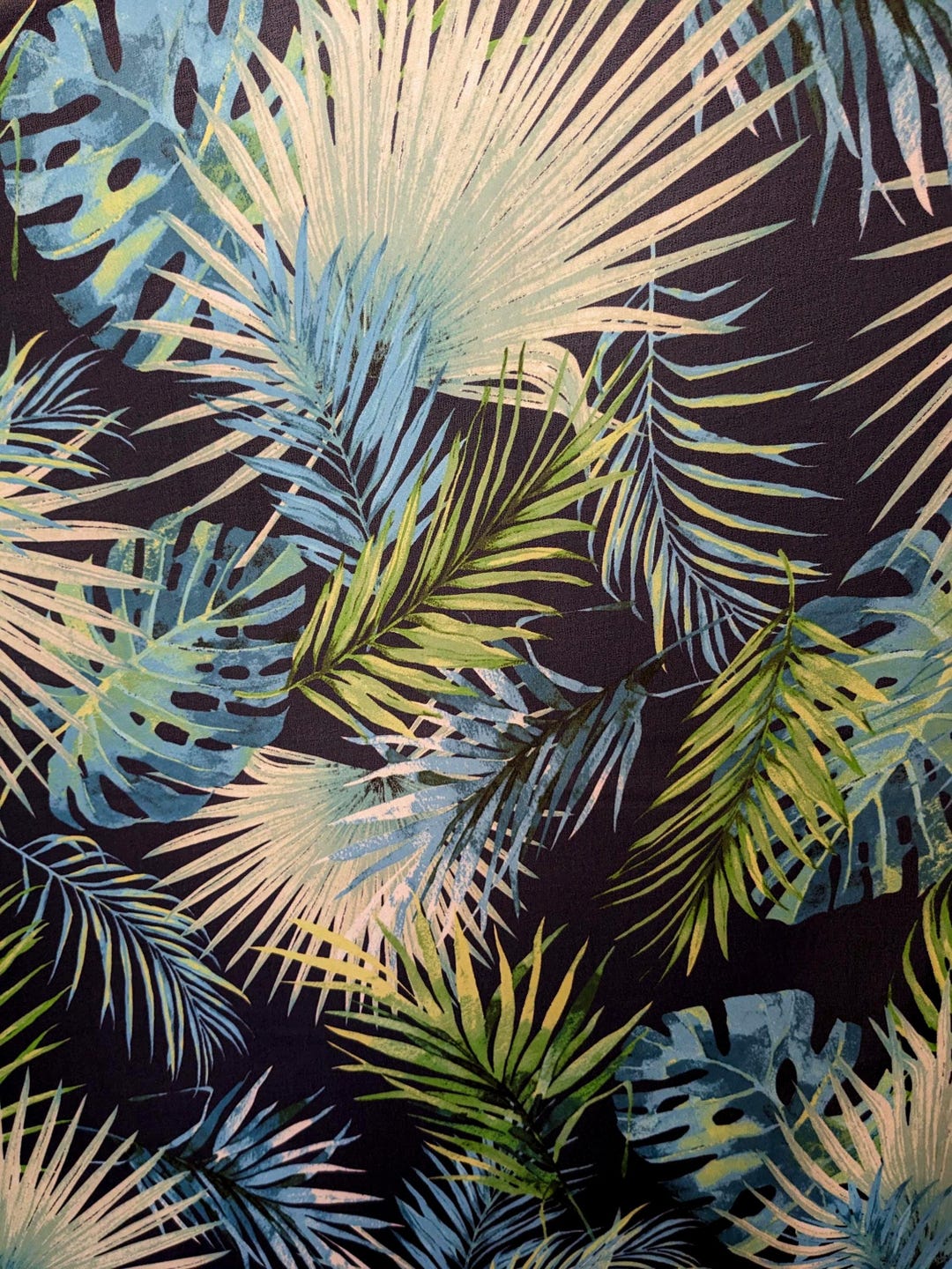 Summery Chiffon Fabric. Neon Aztec and Fashionable Palm Print, Perfect ...