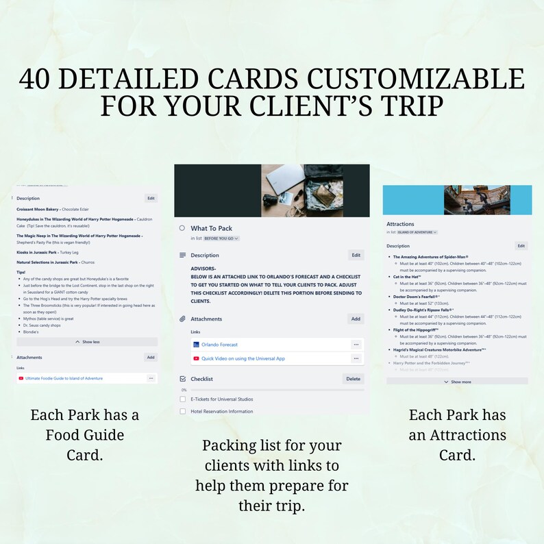 Universal Vacation Trello Template for Travel Agents and Advisors and ...
