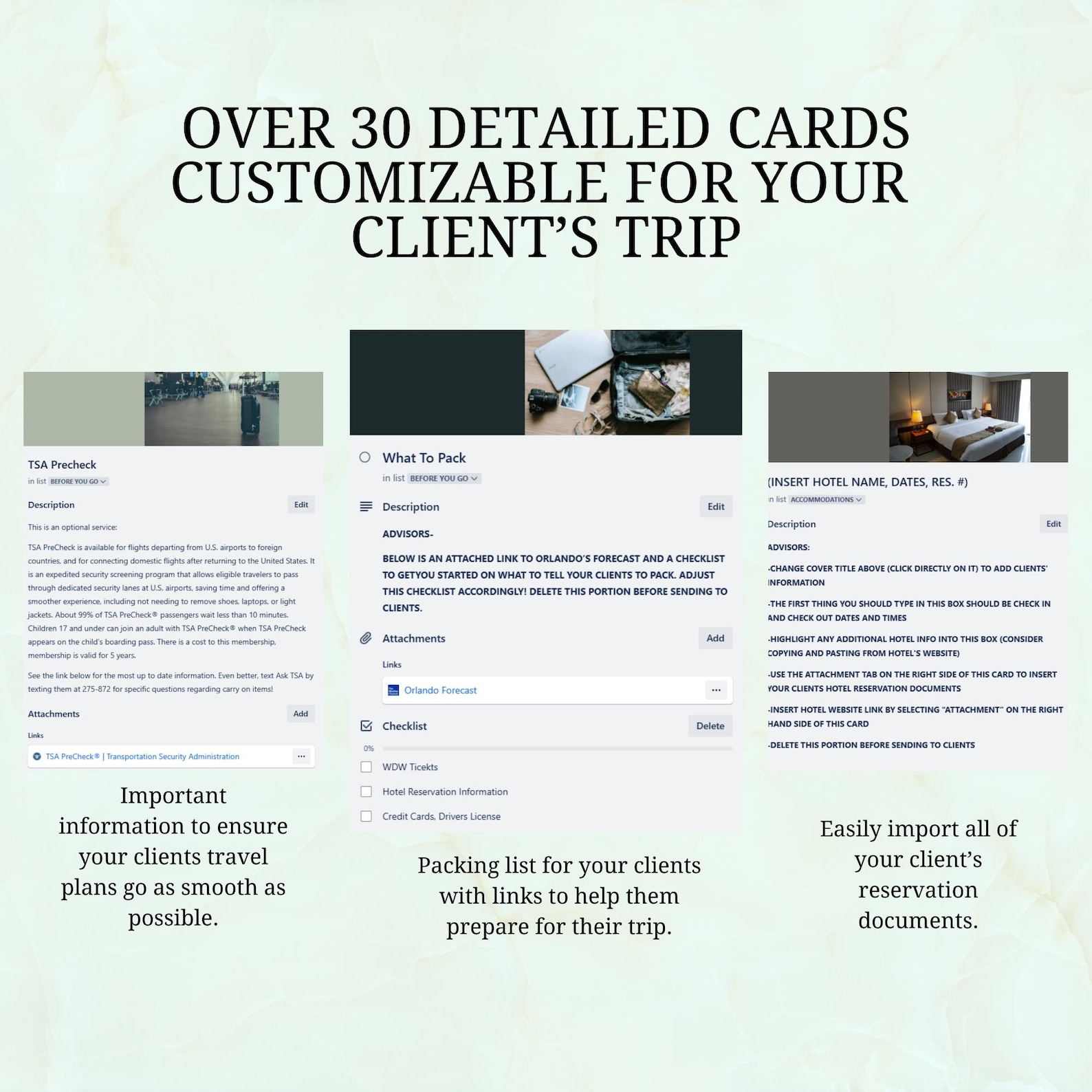 Travel Itinerary Trello Template for Travel Agents (digital Download ...