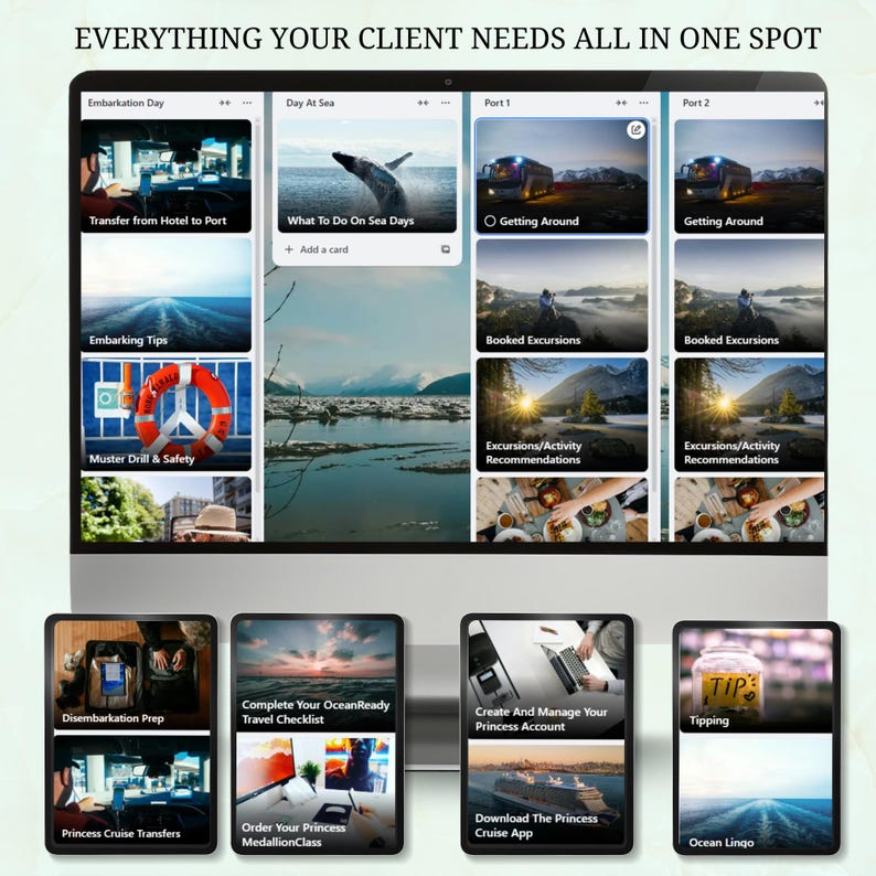Princess Cruise Travel Itinerary Trello Template for Travel Agents ...
