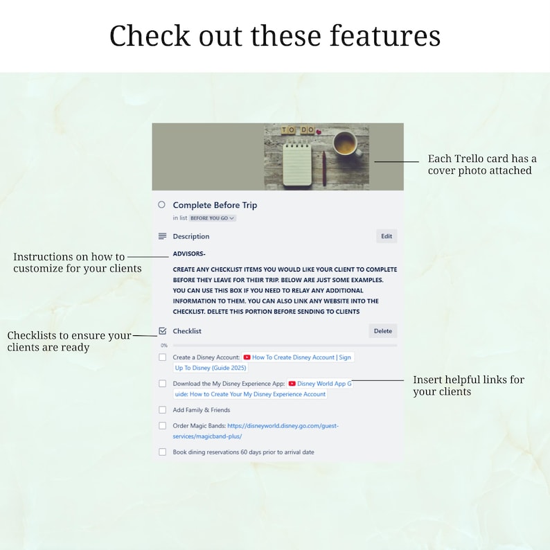 Magical Vacation Trello Template for Travel Agents and Advisors and ...