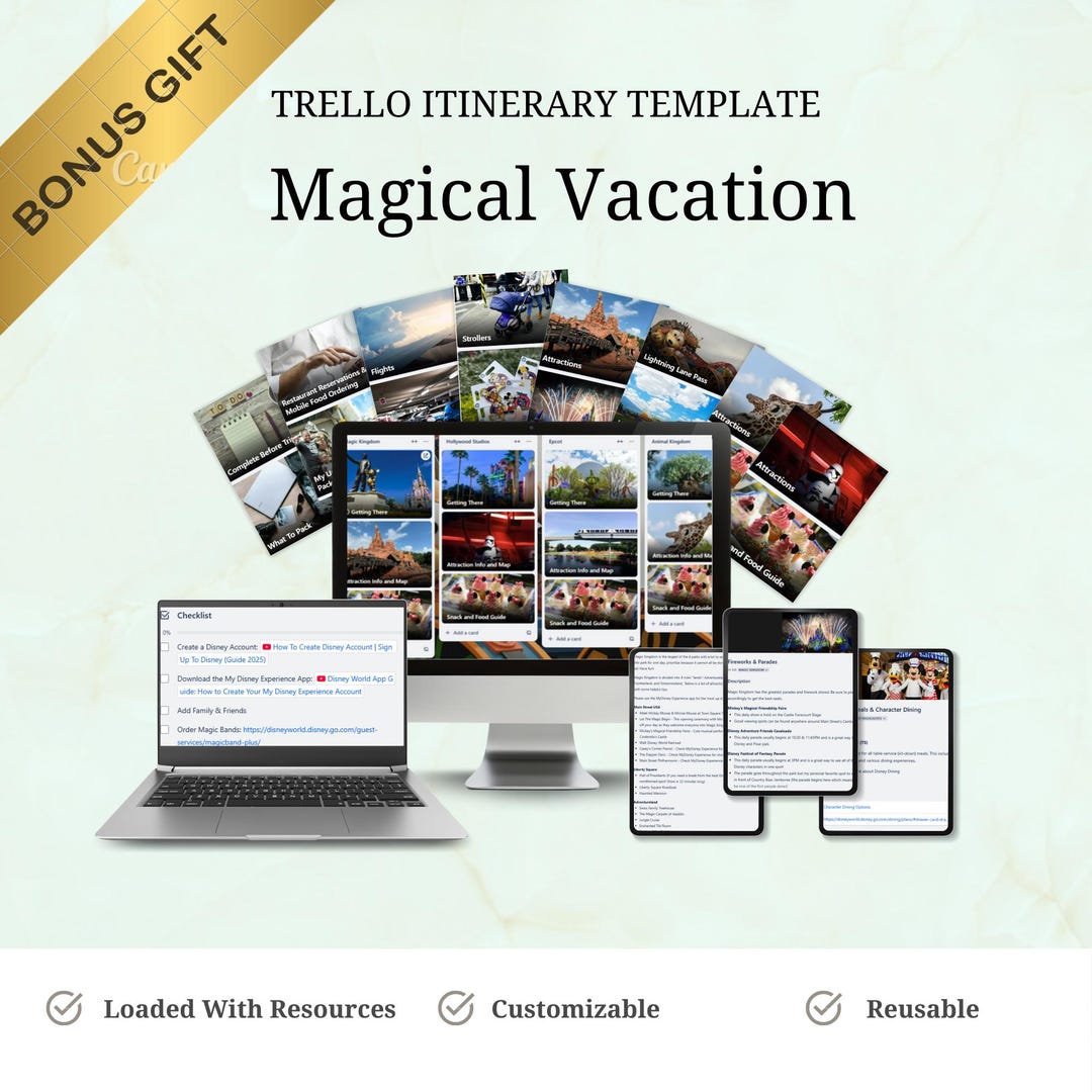 Magical Vacation Trello Template for Travel Agents and Advisors and ...