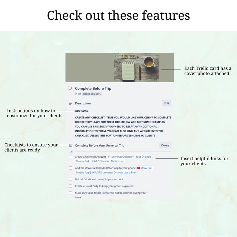 Universal Vacation Trello Template for Travel Agents and Advisors and ...