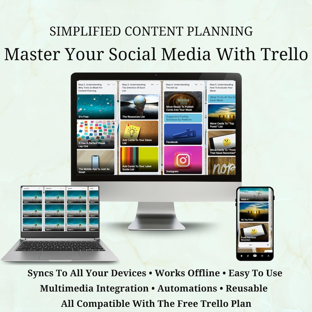 Travel Agent Trello Content Calendar | Social Media Planner Bundle - Etsy