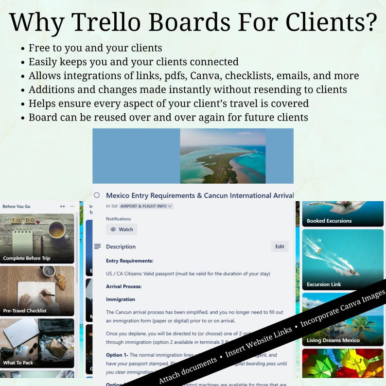 Mexico Travel Itinerary Trello Template for Travel Agents (digital ...