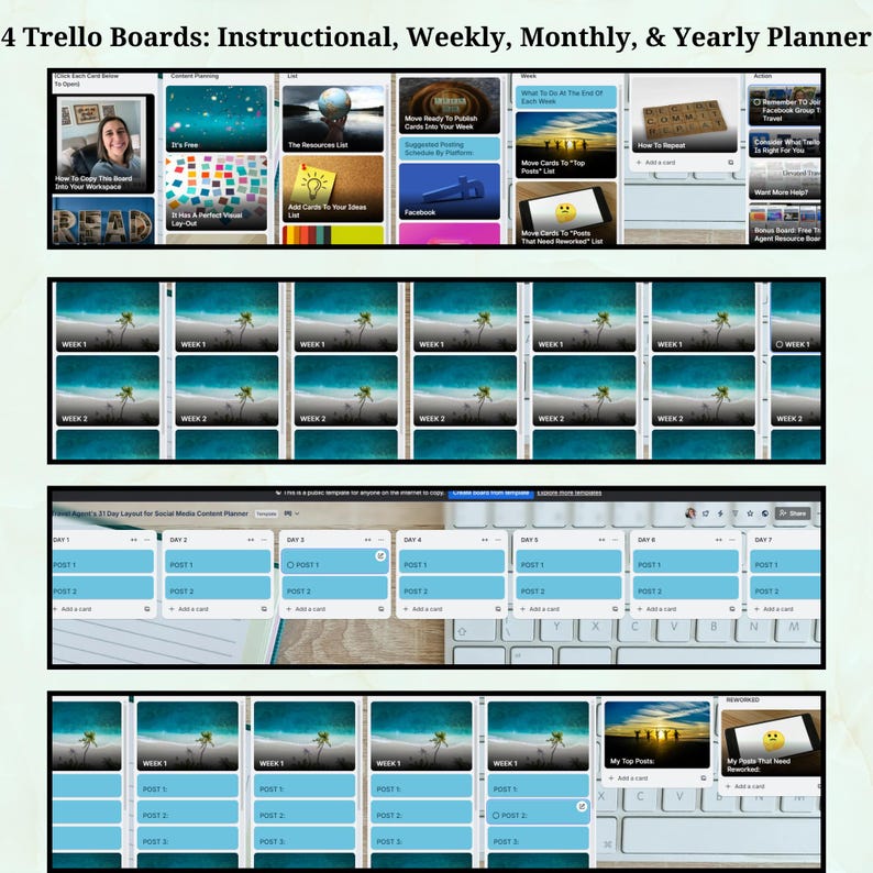 Travel Agent Trello Content Calendar | Social Media Planner Bundle - Etsy