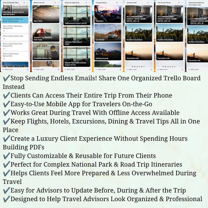 Yellowstone and Glacier Trello Template for Travel Advisors | National ...