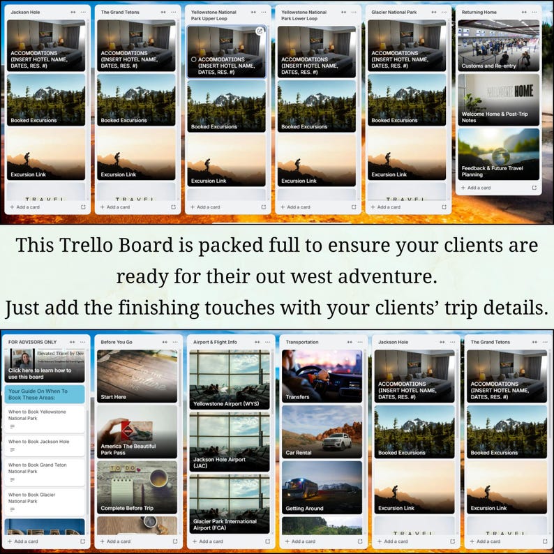 Yellowstone and Glacier Trello Template for Travel Advisors | National ...