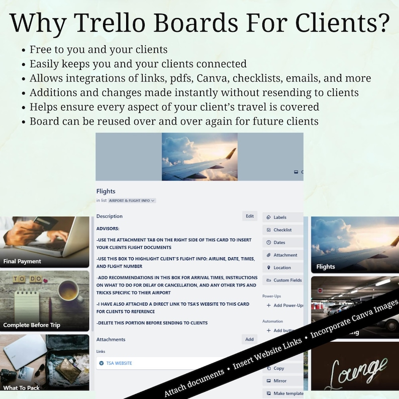 Travel Itinerary Trello Template for Travel Agents (digital Download ...