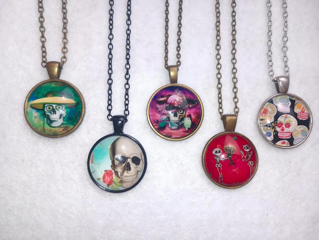 Sugar Skull Pendant Necklaces / Various Designs / Cabochons - Etsy