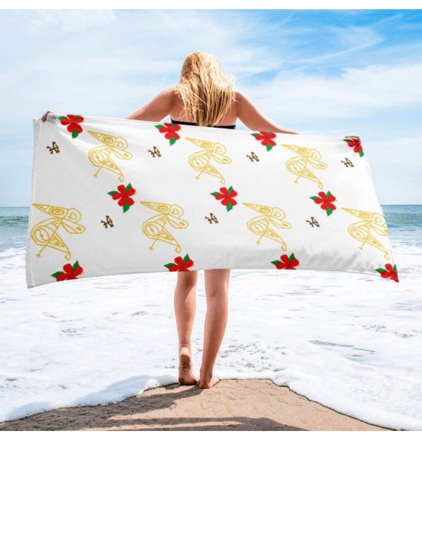 Latin Art Taíno Symbols Towel, Borinqueño Artwork, Puerto Rico Island ...