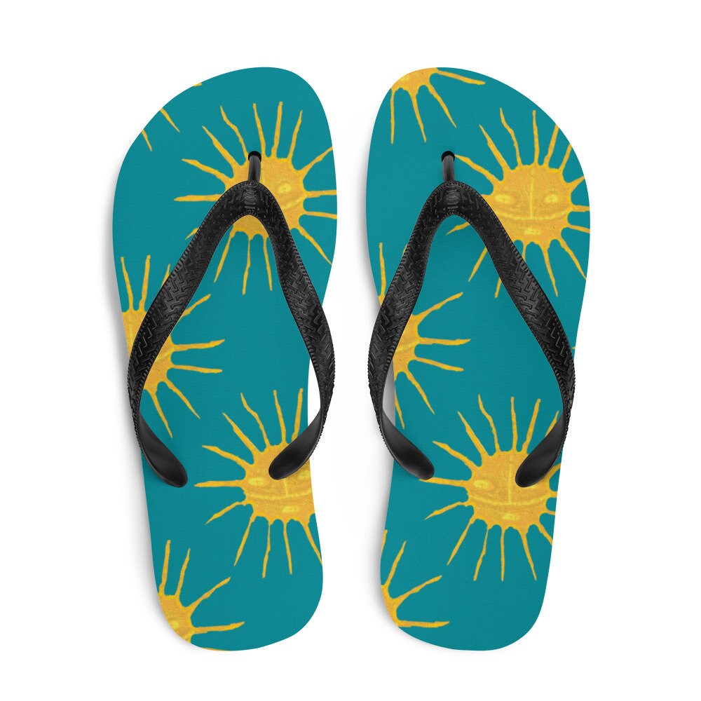 Chanclas With Taíno Sun Artwork Chancletas With Beautiful - Etsy