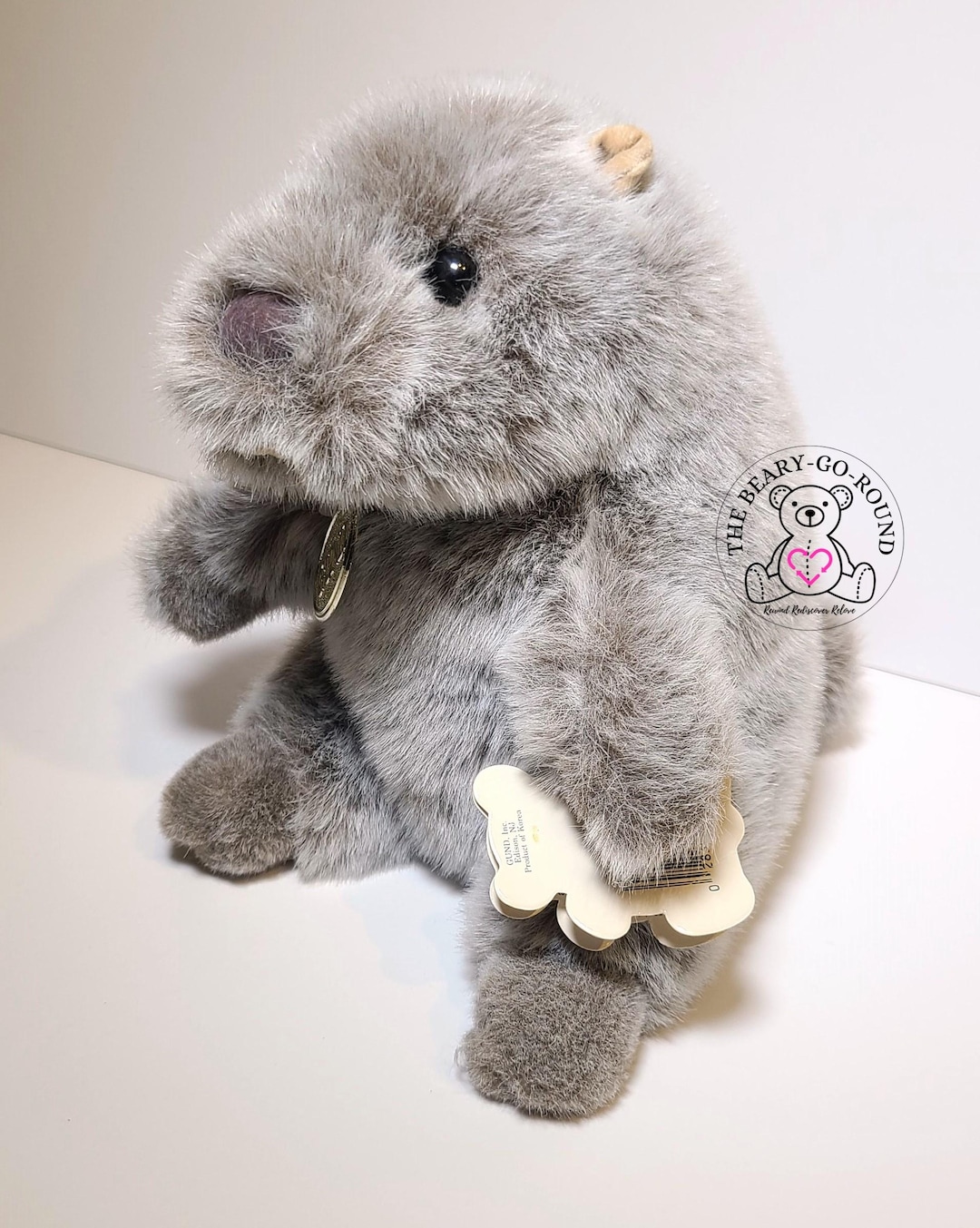 1987 Gund SHADOW Groundhog Vintage Plush Toy Stuffed Animal Brown Grey ...