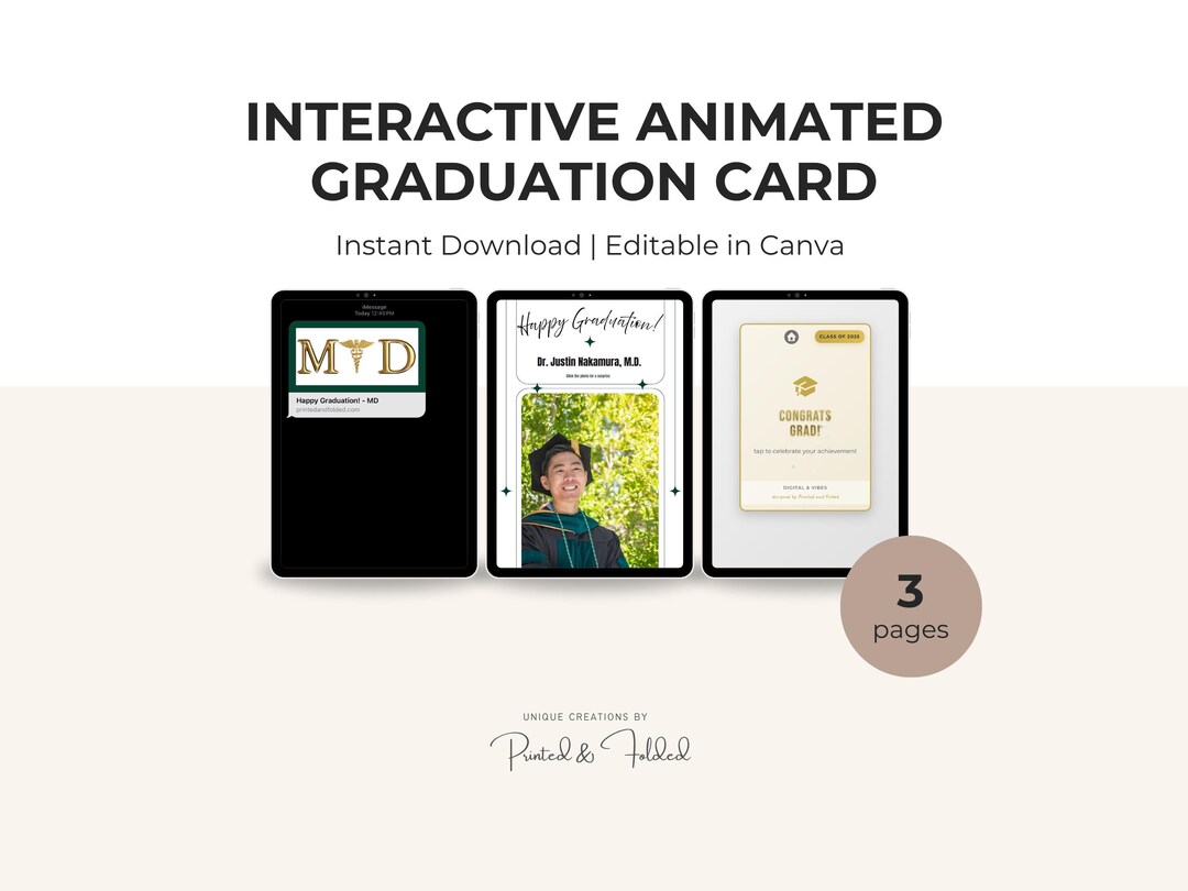Graduation Ecard – Animated & Interactive Digital Card – Editable 3 ...