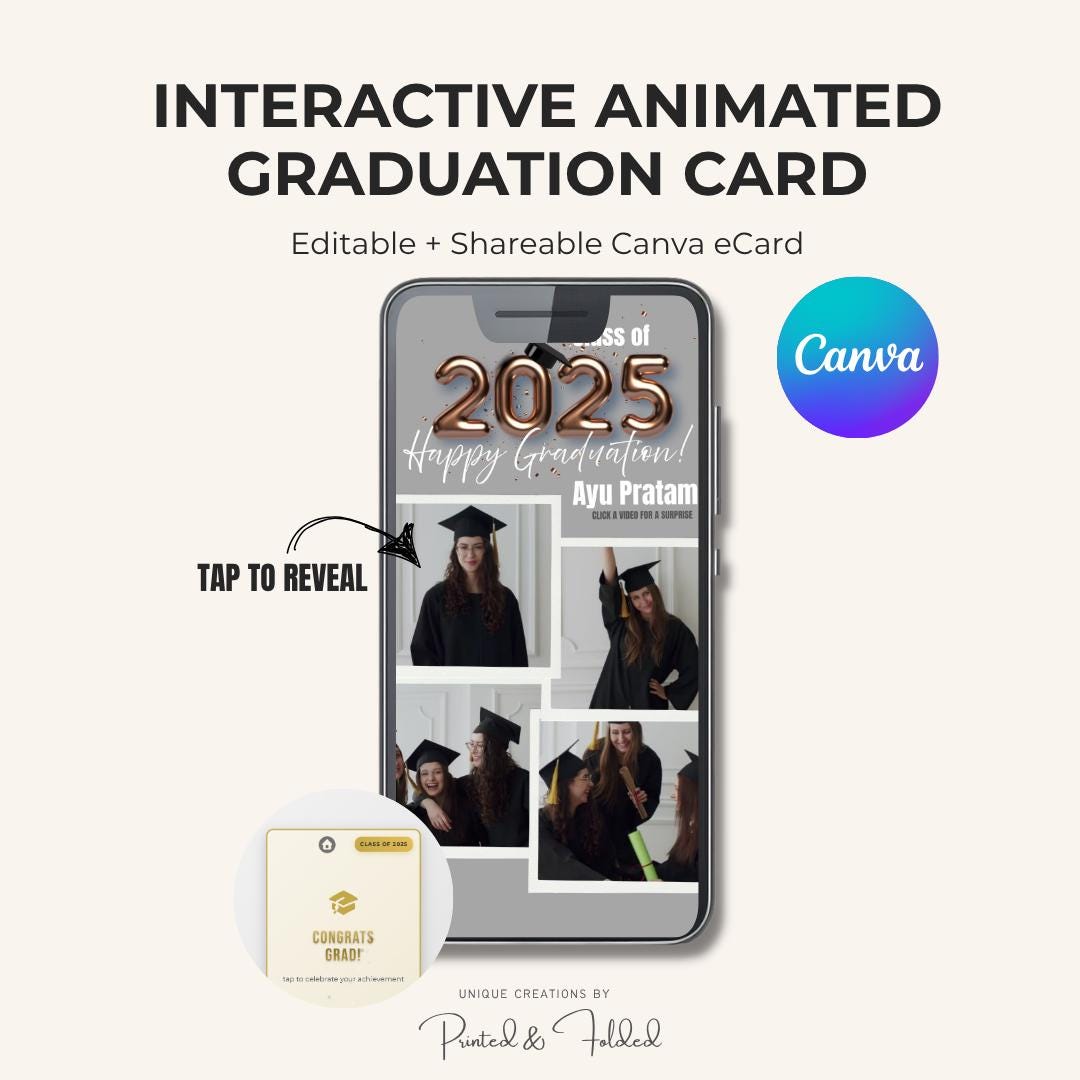 Animated Interactive Happy Graduation Ecard – Canva Template – Editable ...