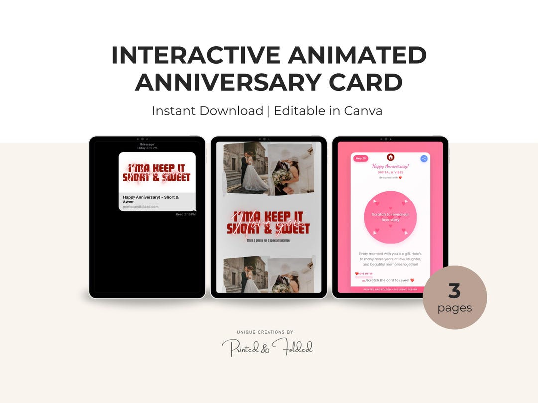 Animated Anniversary Ecard: Editable Love Greeting (digital Download ...
