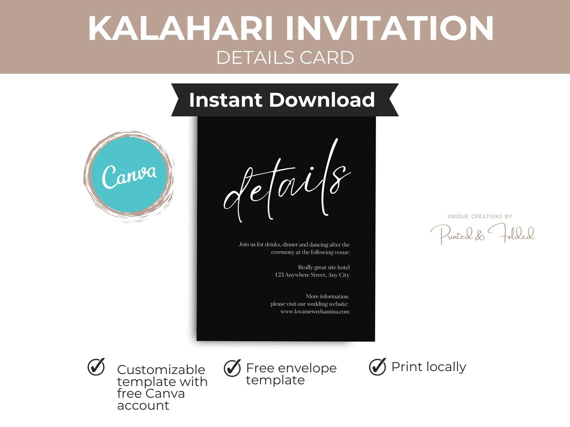 Kalahari Wedding Invitation Suite – African Pattern Invite, RSVP Card ...