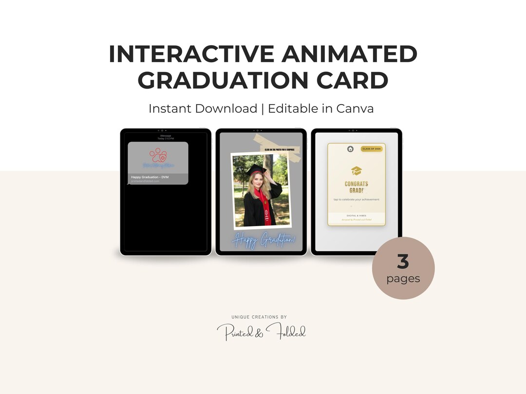 Interactive Graduation Ecard: Animated Canva Template (digital Download ...