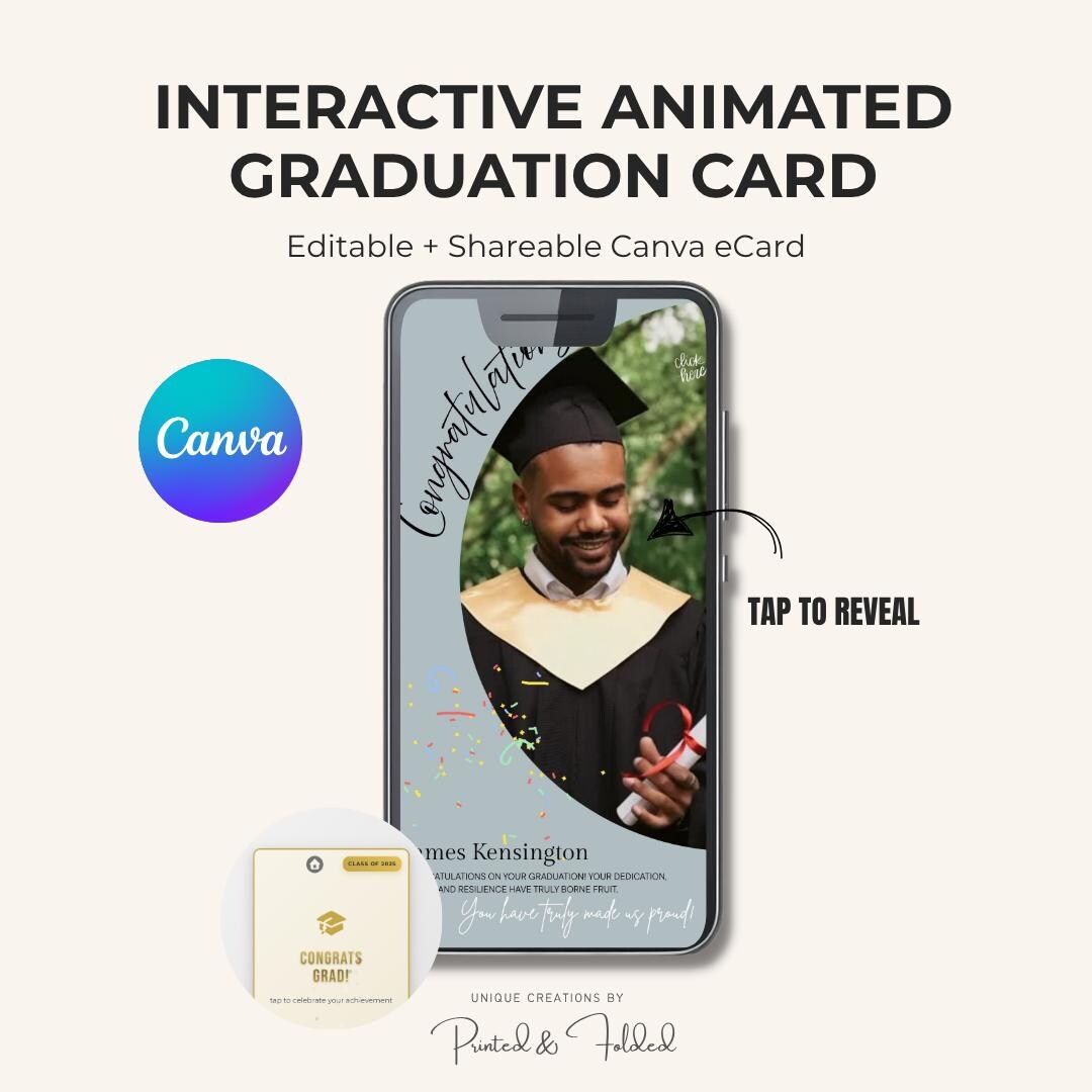 Animated Interactive Graduation Ecard - Canva Template - Editable ...