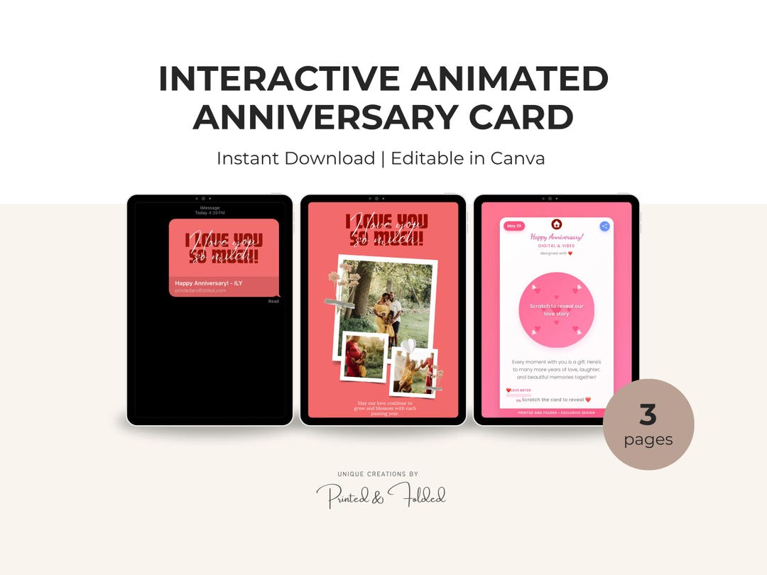 Anniversary Ecard – 3 Page Animated & Interactive Digital Card ...