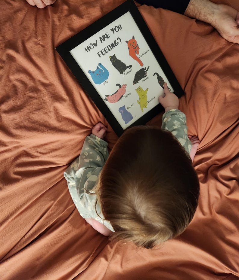 Kitties Feeling Chart PDF - Nursery Cat Wall Art, Toddlers Emotion ...