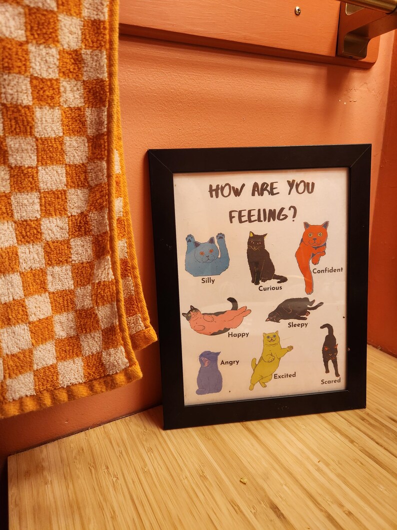 Kitties Feeling Chart PDF - Nursery Cat Wall Art, Toddlers Emotion ...