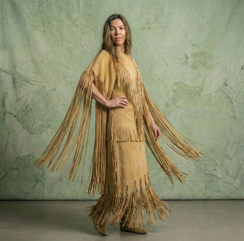 Handmade Suede Fringe Gown | Southwestern Wedding Dress - Etsy