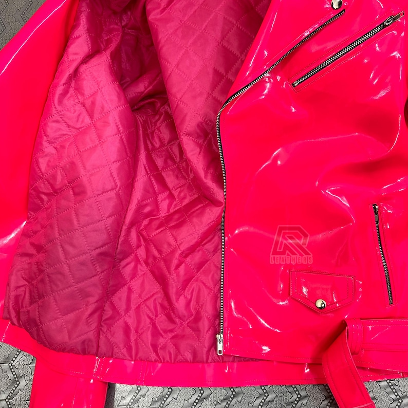 PVC Vinyle Jacket Glossy Shine Hot Pink Motorcycle Jacket WET Look ...