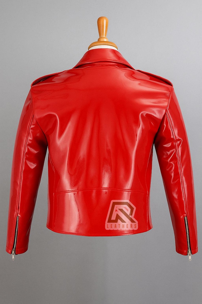 PVC Vinyle Jacket Glossy Red Motorcycle Jacket WET Look Vinyl PVC Biker ...