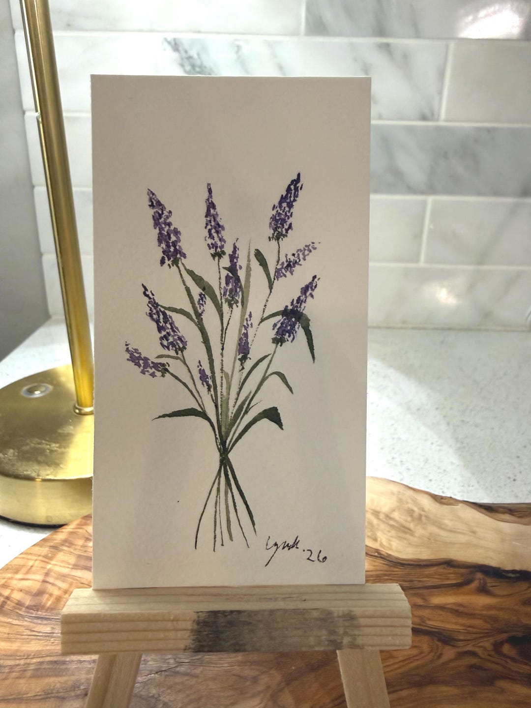 Mini Watercolor Lavender Bouquet Original - Etsy