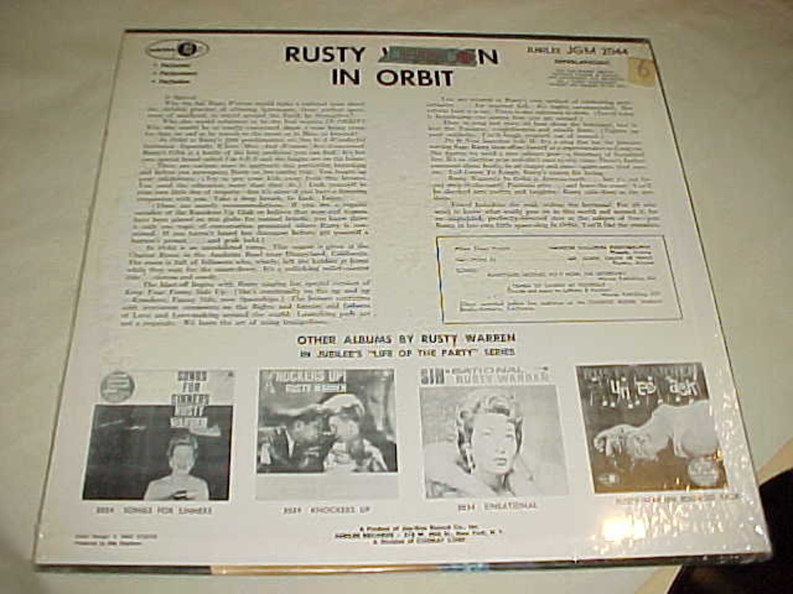Rusty Warren 33 LP Vinyl Record in Orbit - Etsy