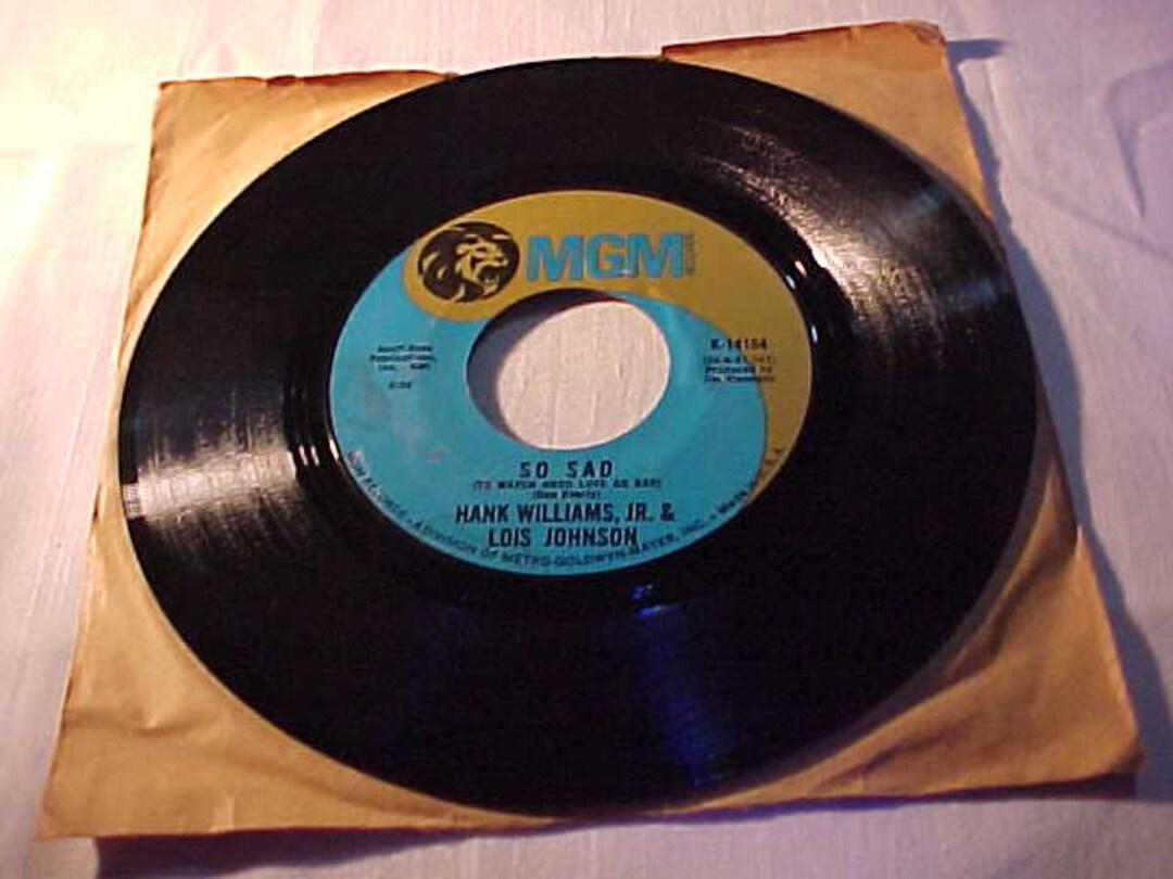 Hank Williams Jr & Lois Johnson - 45 Vinyl Record - so Sad / Let's Talk ...