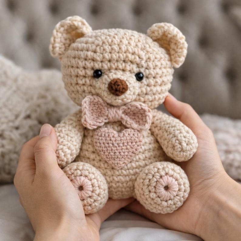 TEDDY BEAR Crochet Pattern Pdf | Sweet Heart Teddy Amigurumi | Low Sew ...
