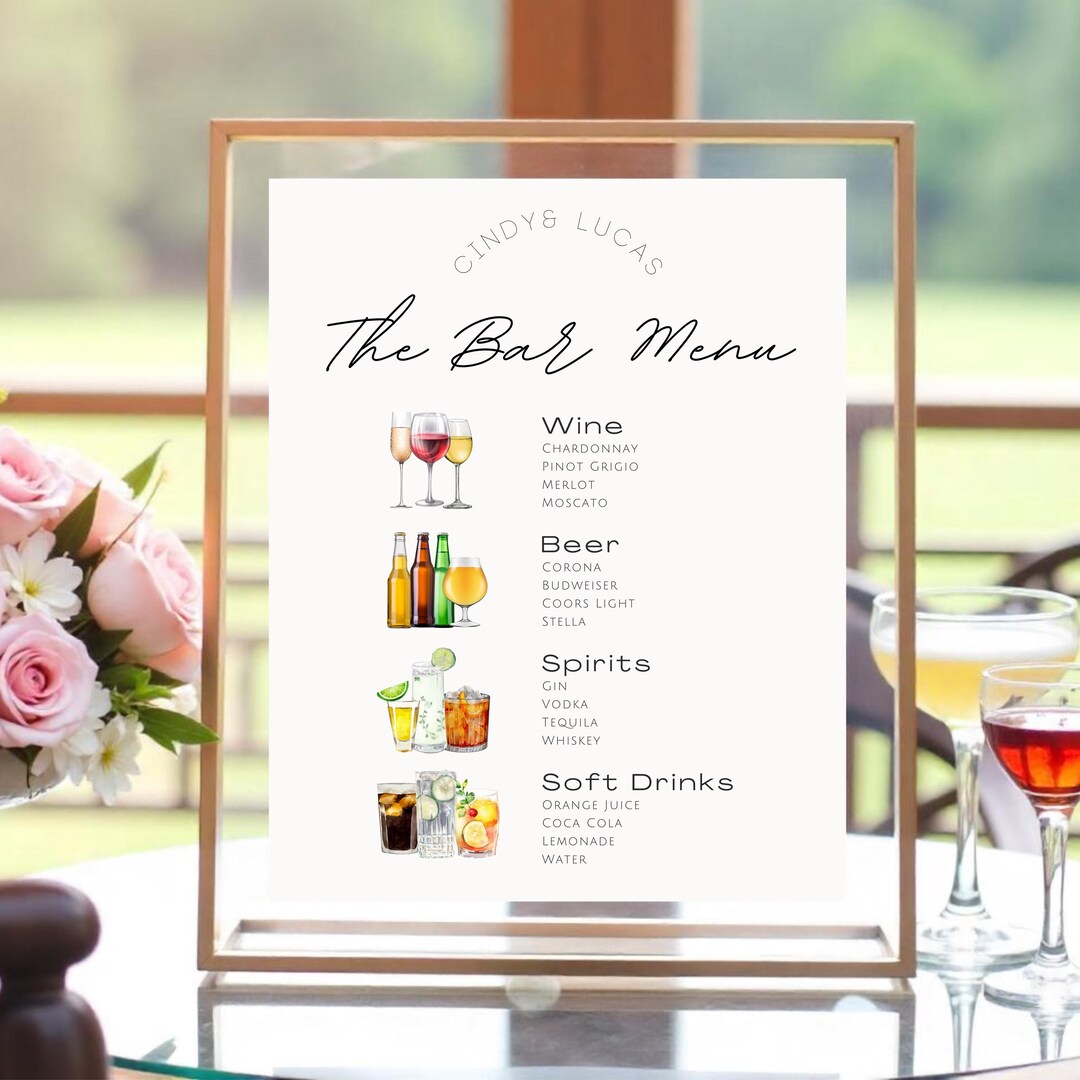 Bar Menu Template, Signature Drink Sign, Modern Editable Drink Menu ...