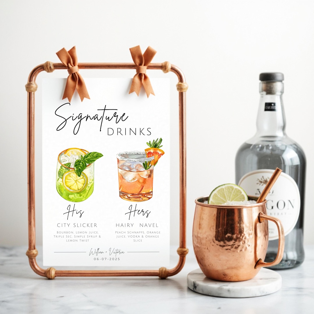 Bar Menu Template, Signature Drink Sign, Modern Editable Drink Menu ...