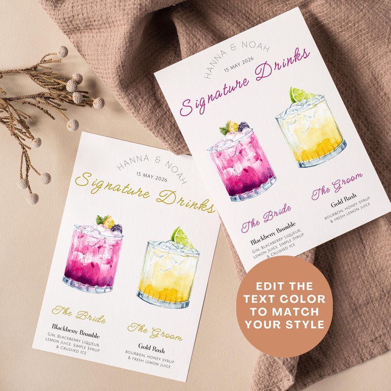 Bar Menu Template, Signature Drink Sign, Modern Editable Drink Menu ...