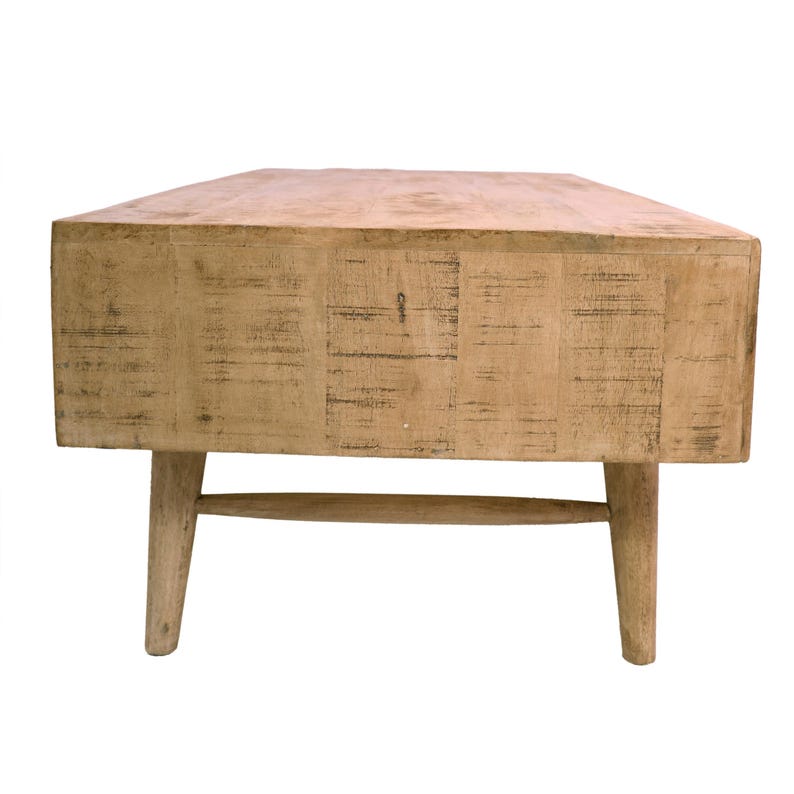 Scandi Style Mango Wood Coffee Table, Low Rectangular Indoor Living Room Table 1 Drawer & 1 ...