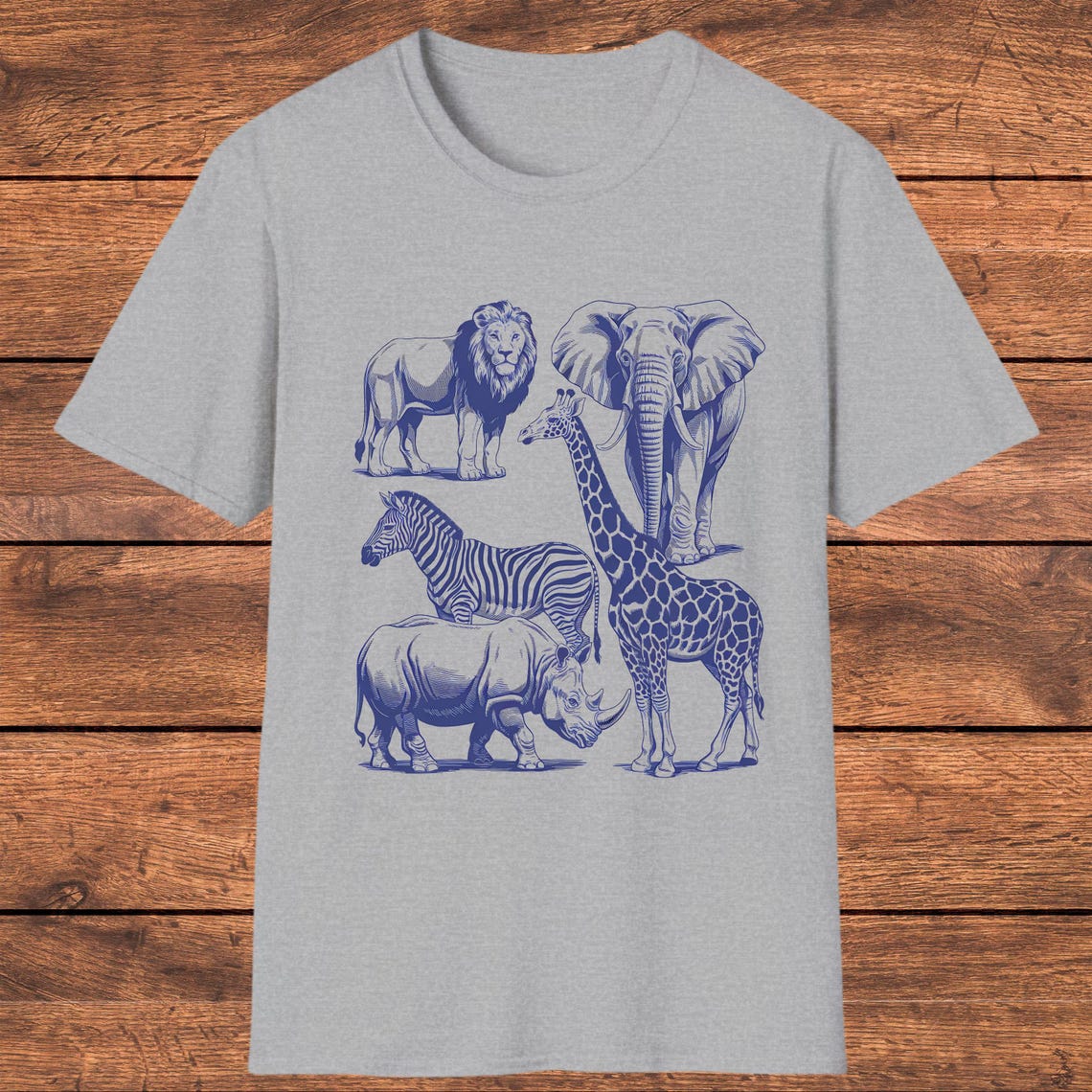 African Animals T-shirt, Minimalist Wildlife Tee, Safari Animal Shirt ...
