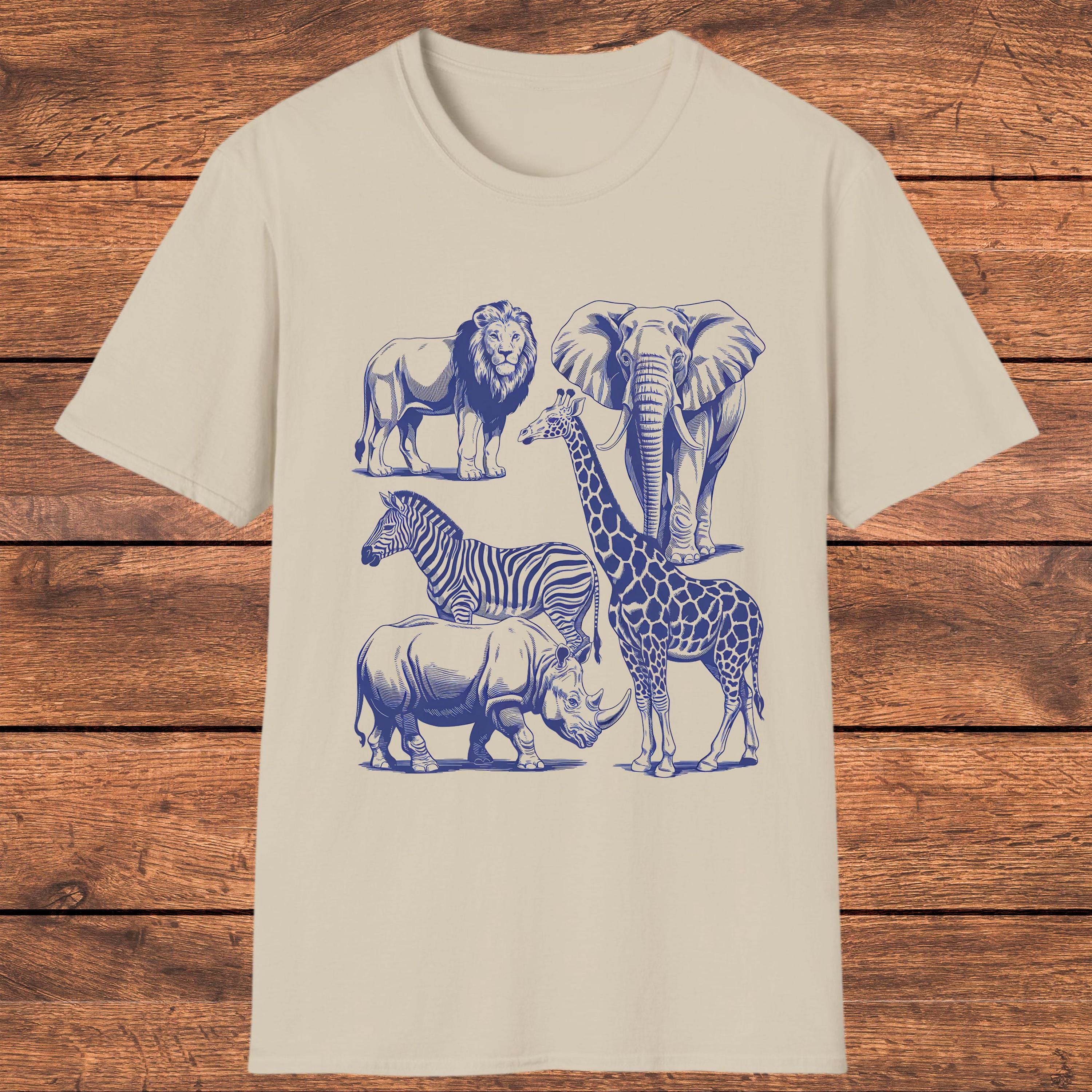 African Animals T-shirt, Minimalist Wildlife Tee, Safari Animal Shirt ...