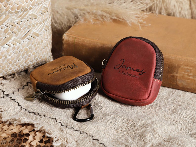 Personalized Leather Coin Pouch, Engraved Leather Pouch, Custom Zipper ...