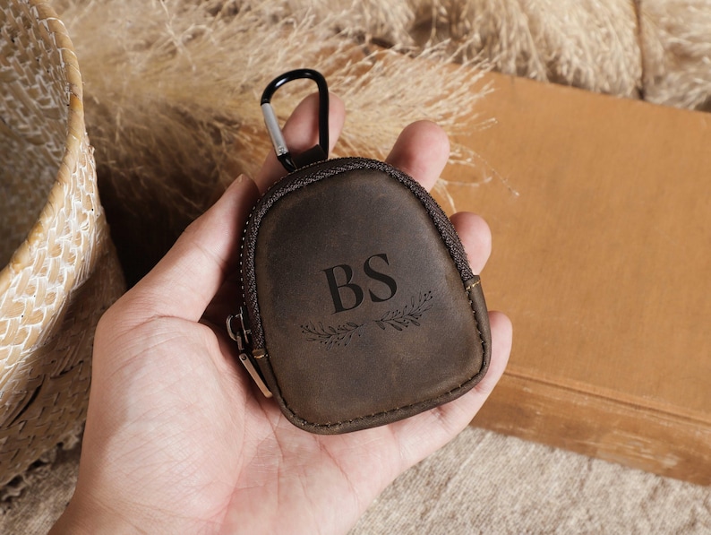 Personalized Leather Coin Pouch, Engraved Leather Pouch, Custom Zipper ...