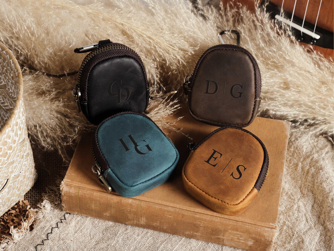 Personalized Leather Coin Pouch, Engraved Leather Pouch, Custom Zipper ...