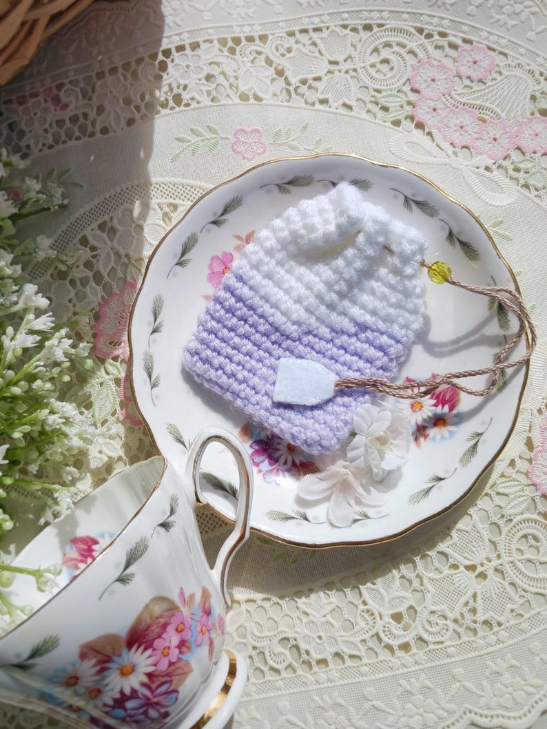 Crochet Tea Bag Drawstring Pouch | Trinket Cozy | Sachet - Etsy