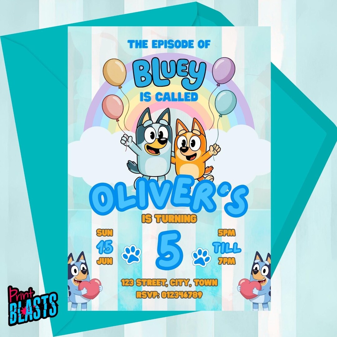 Bluey Birthday Invitation Editable Bluey Party Evite Blue Dog Party ...