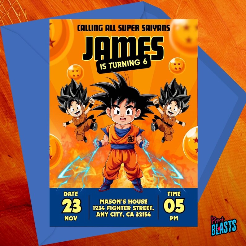 Dragon Ball Z Birthday Invitation, Goku Anime Party (canva Invite) - Etsy